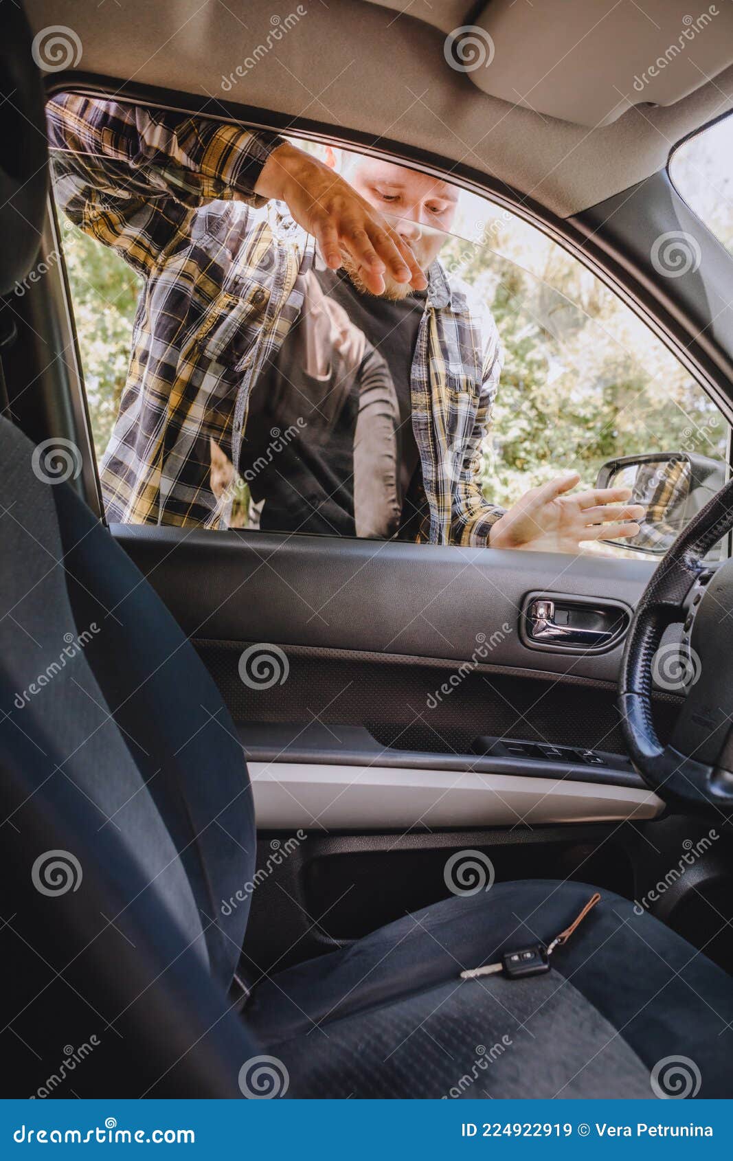 Man Locked Car and Forget Keys Inside Stock Image - Image of closed ...