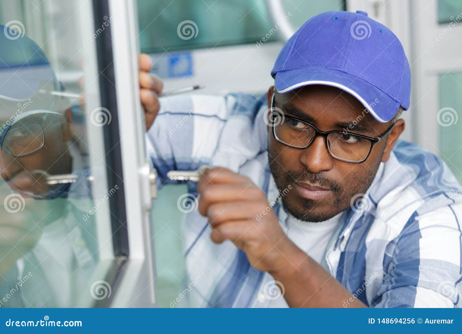 Man Locking or Opening Double Glazing Window Stock Photo - Image of ...
