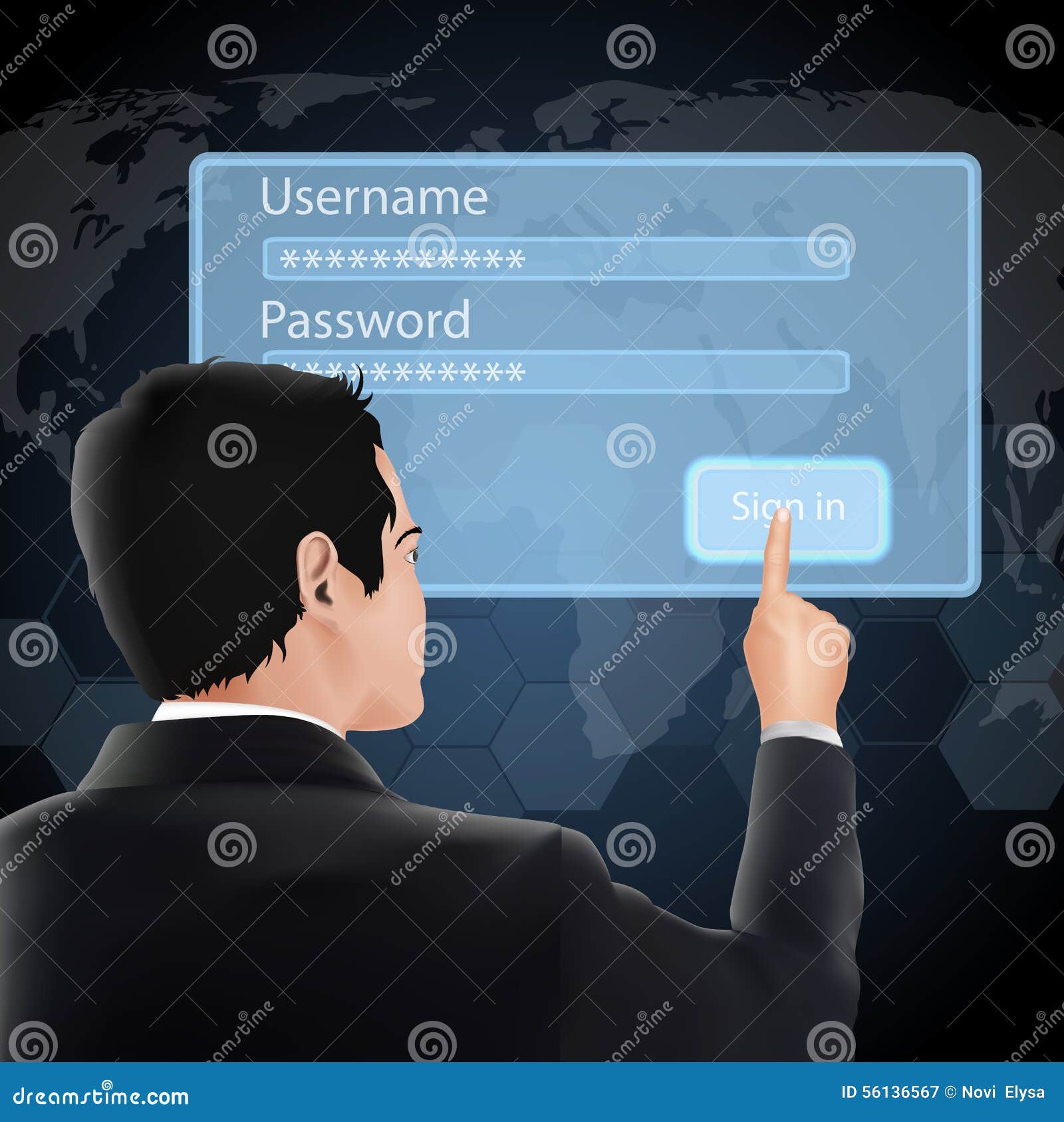 Man log-in and password stock vector. Illustration of male - 56136567