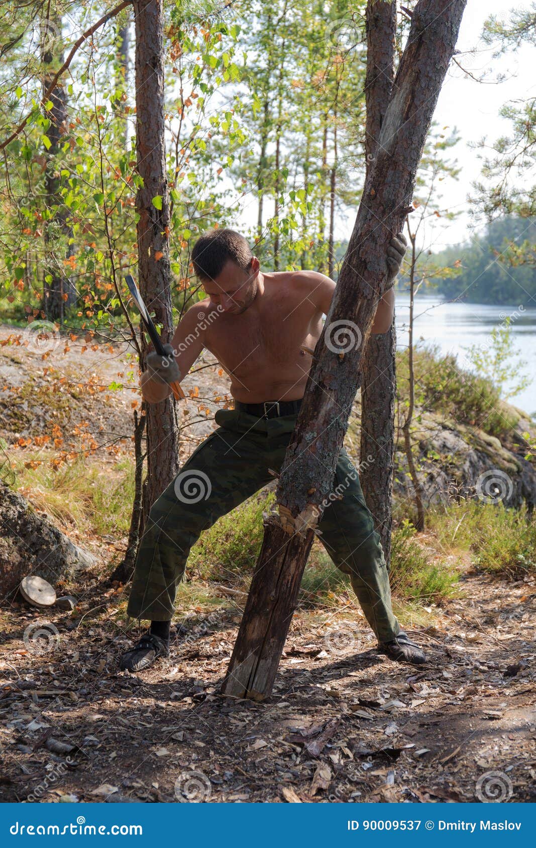Man and log stock image. Image of adult, power, sharp - 90009537