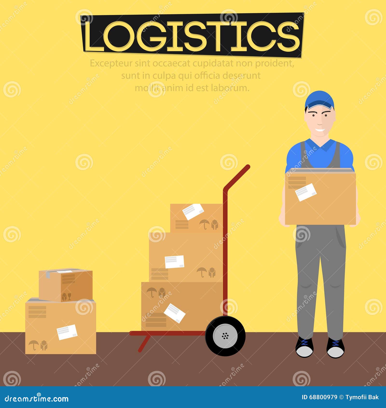 Man Logistic Vector Box Illustration Stock Vector - Illustration of ...