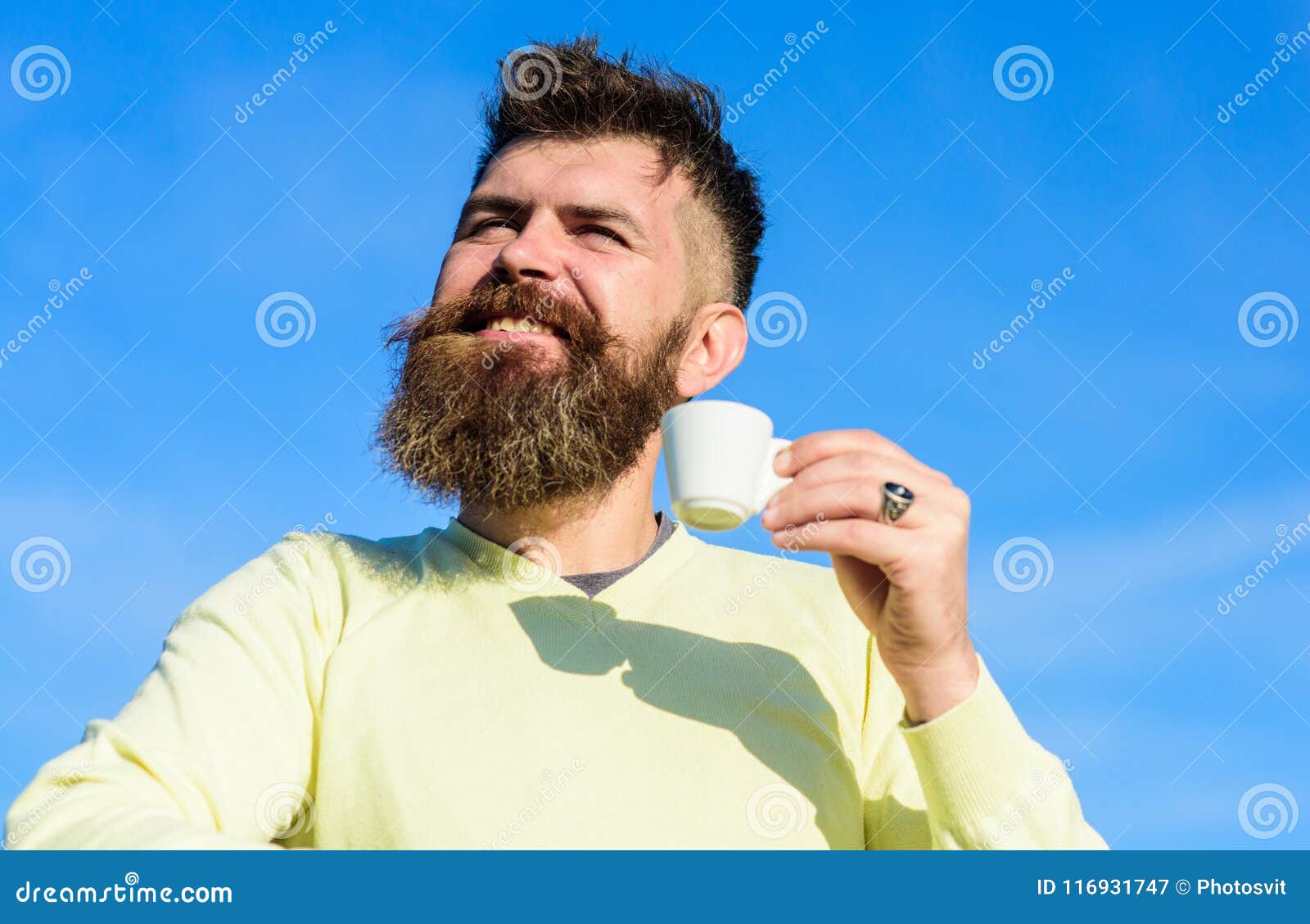 Man With Long Beard Enjoy Coffee. Man With Beard And Mustache On ... Man With Long Beard Enjoy Coffee. Man With Beard And Mustache On ...