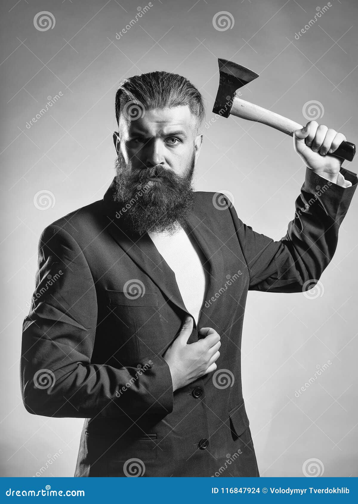 Bearded man with axe stock photo. Image of handsome - 116847924