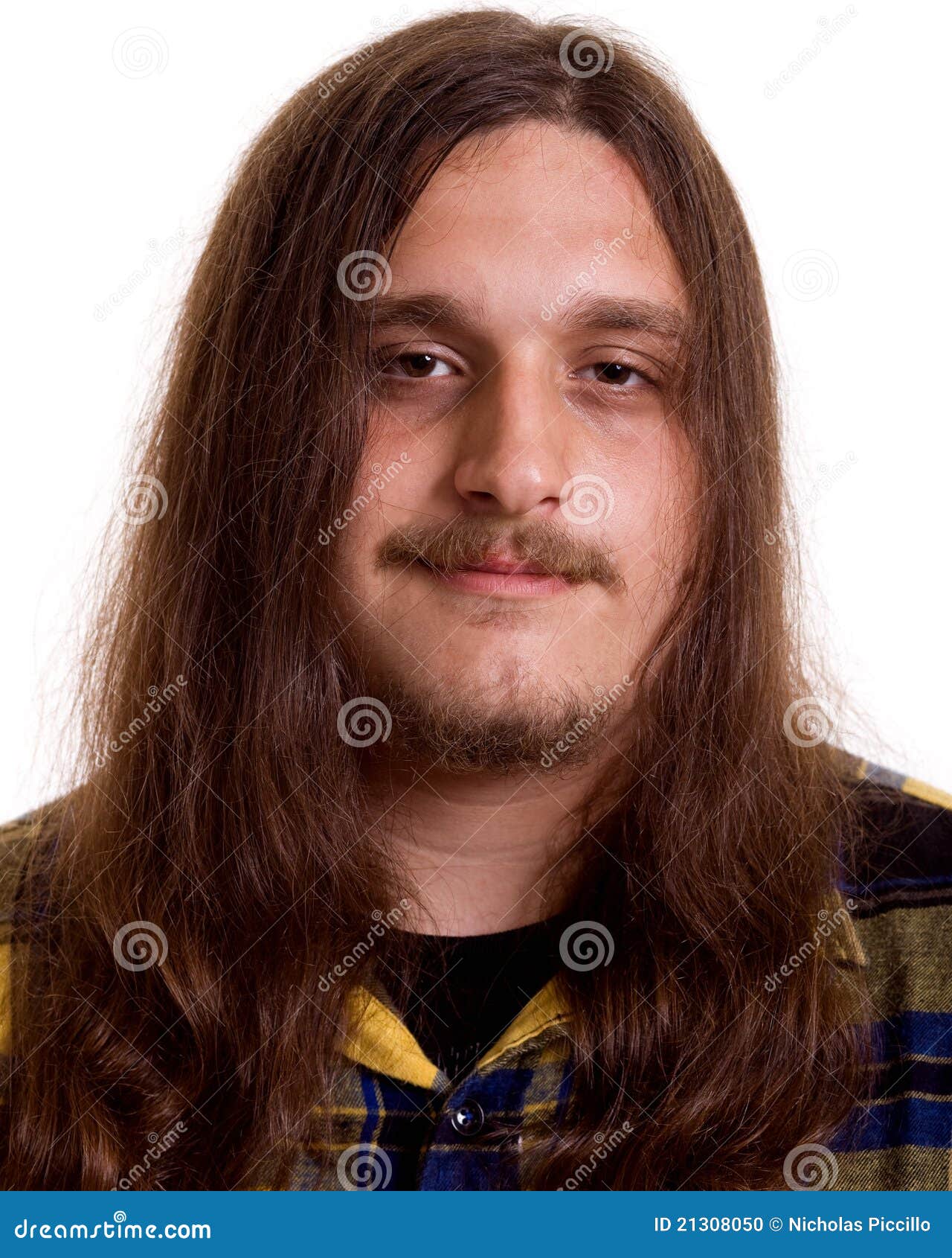 Man with Long Hair stock photo. Image of adult, white - 21308050