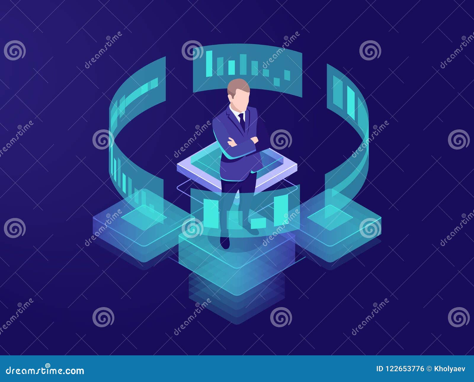 Man Look Graphic Chart, Business Analytics Concept, Big Data Processing ...