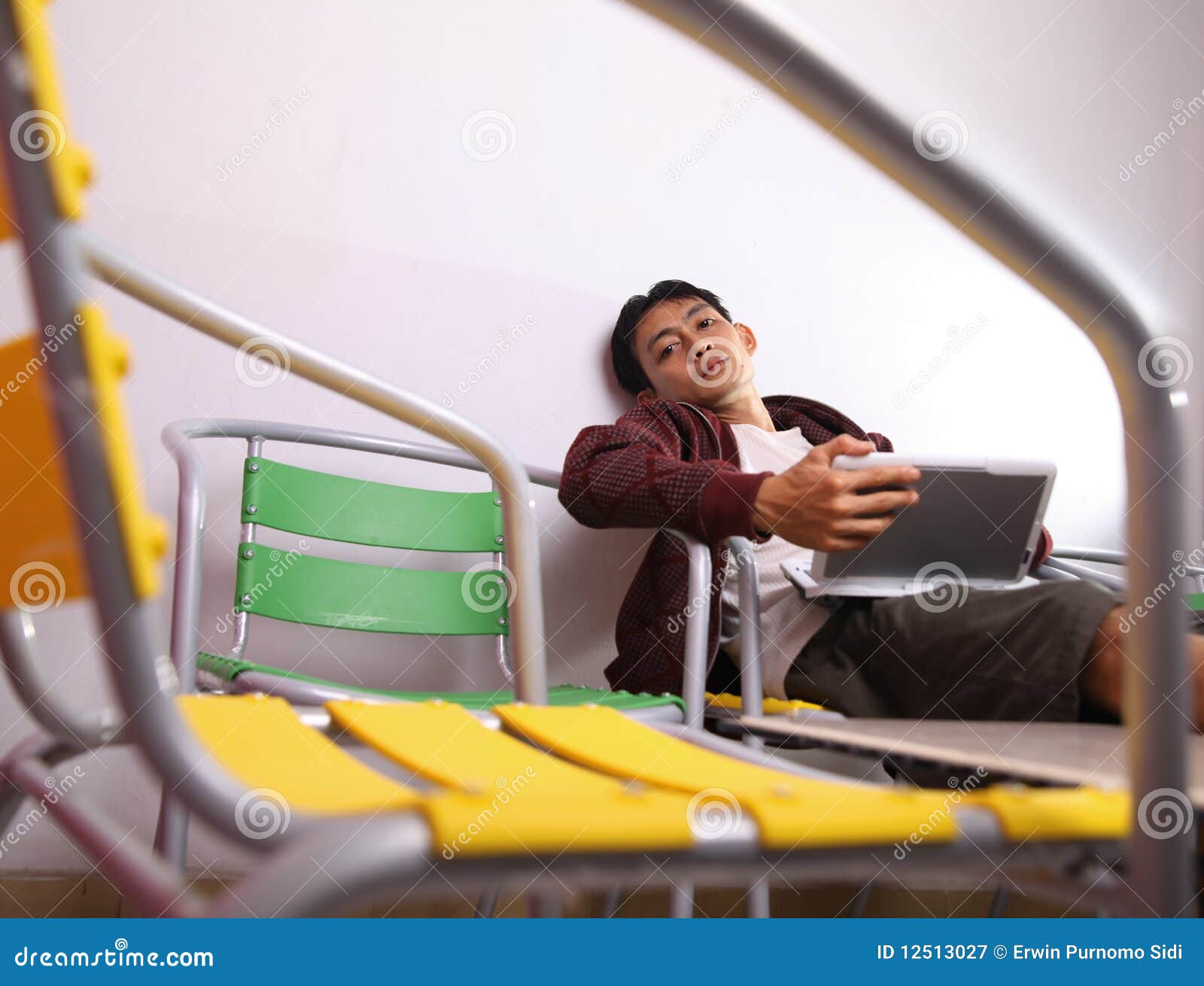 Man look at netbook stock image. Image of relax, portrait - 12513027