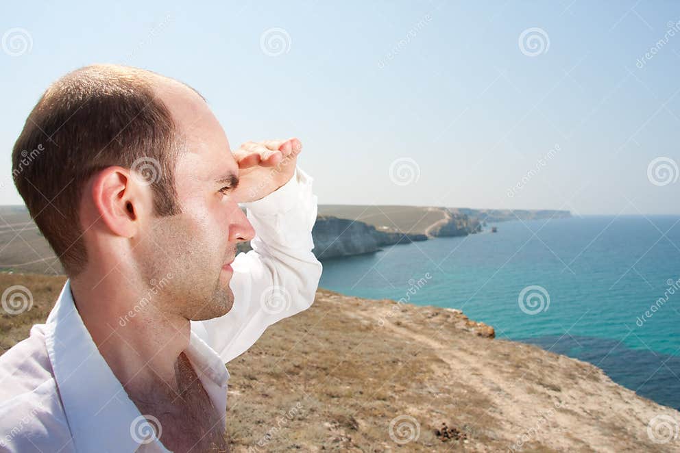 The man looking afar stock photo. Image of lifestyles - 15814434