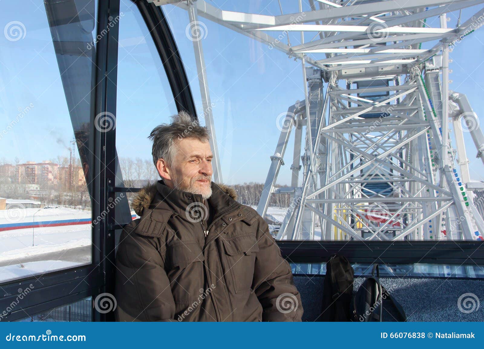 The Man Looking Afar from a Ferris Wheel Cabin Stock Photo - Image of ...