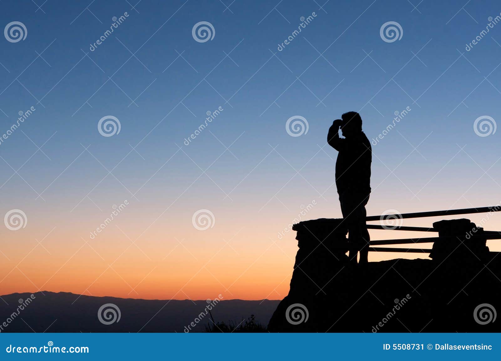 Man Looking at Amazing View at Sunrise Stock Image - Image of leisure ...