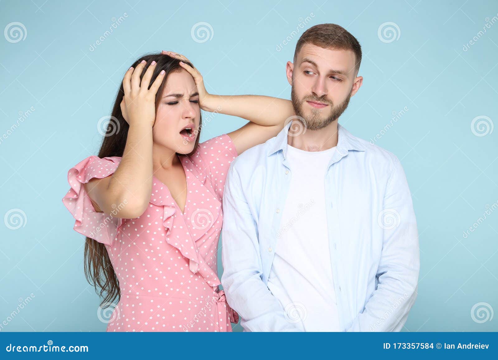 Man looking on angry woman stock photo. Image of emotion - 173357584
