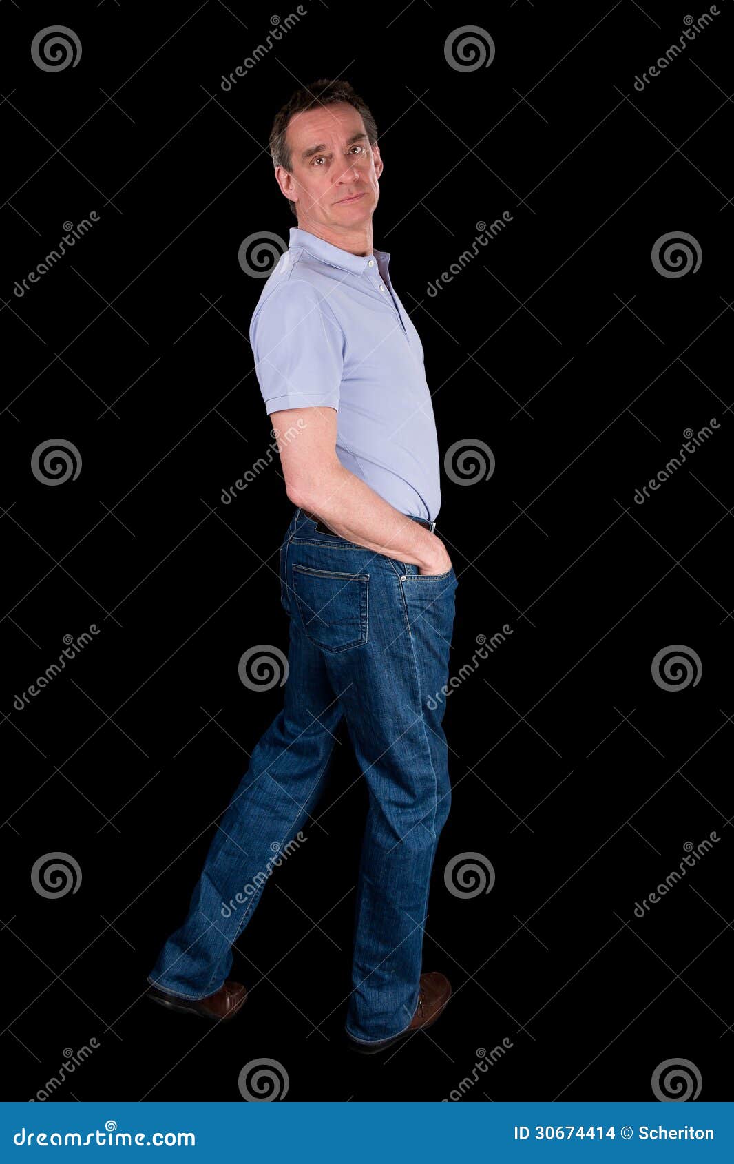 Man Looking Backwards Over Shoulder Stock Photo - Image of attractive ...