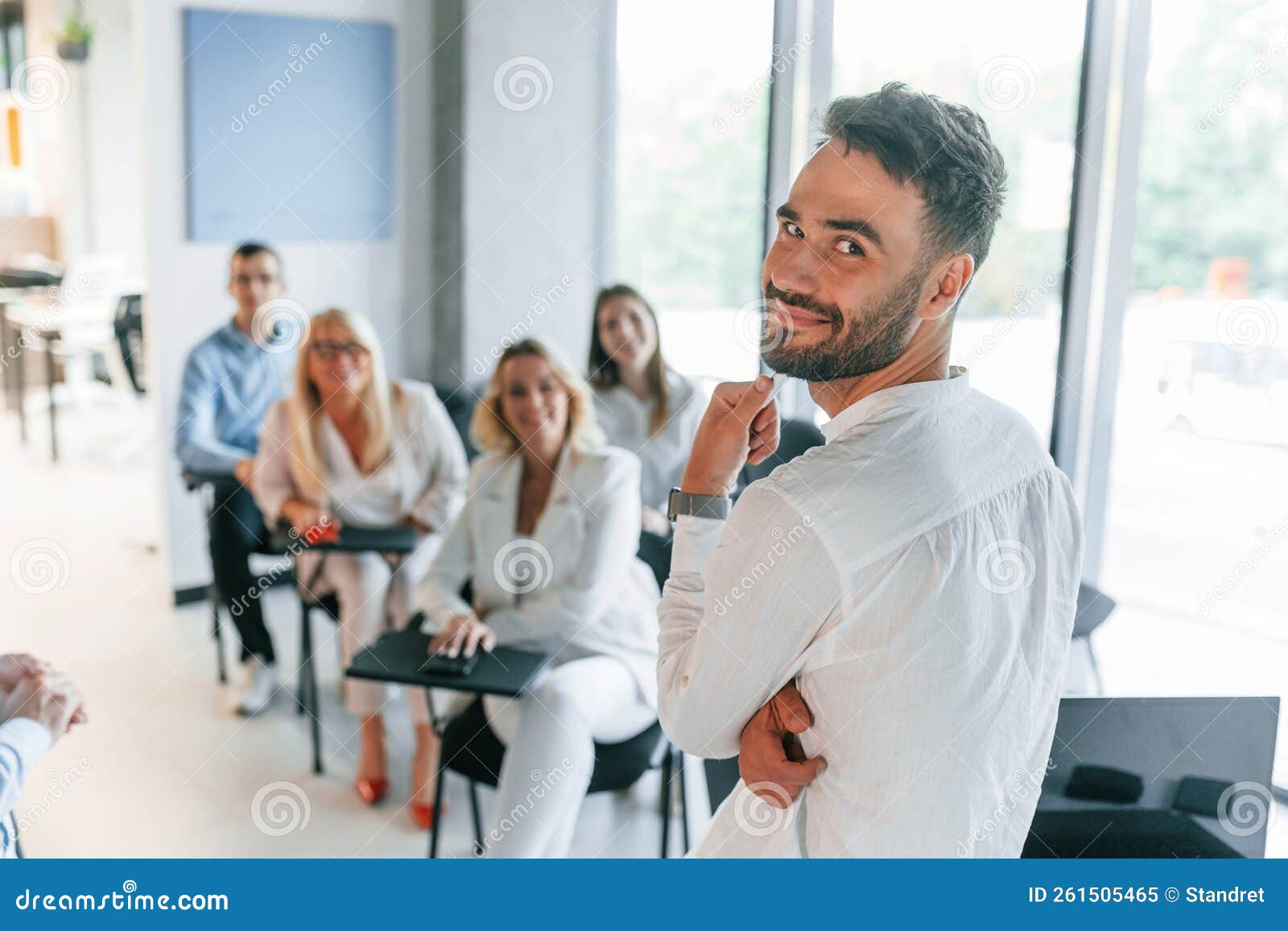 Man Looking Behind into the Camera. Master Class Stock Image - Image of ...