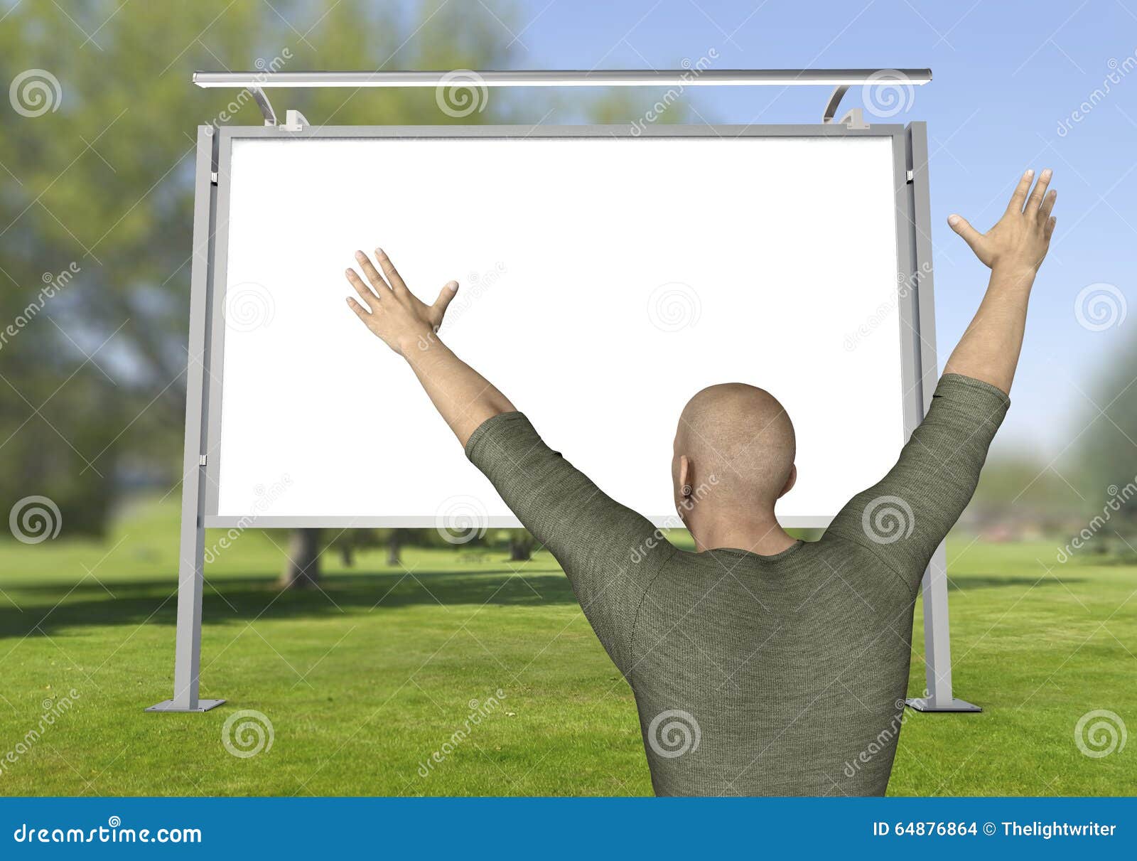 Man Looking at a Billboard in a Park Stock Photo - Image of looking ...