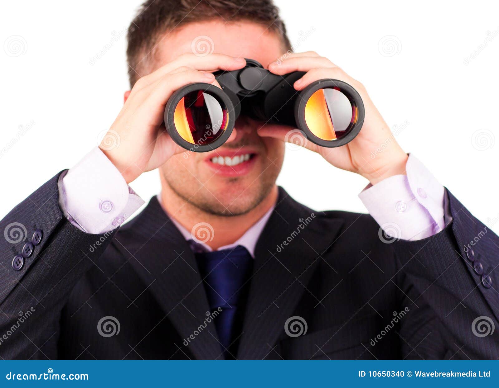 Man Looking through Binoculars Stock Photo - Image of modern, face ...