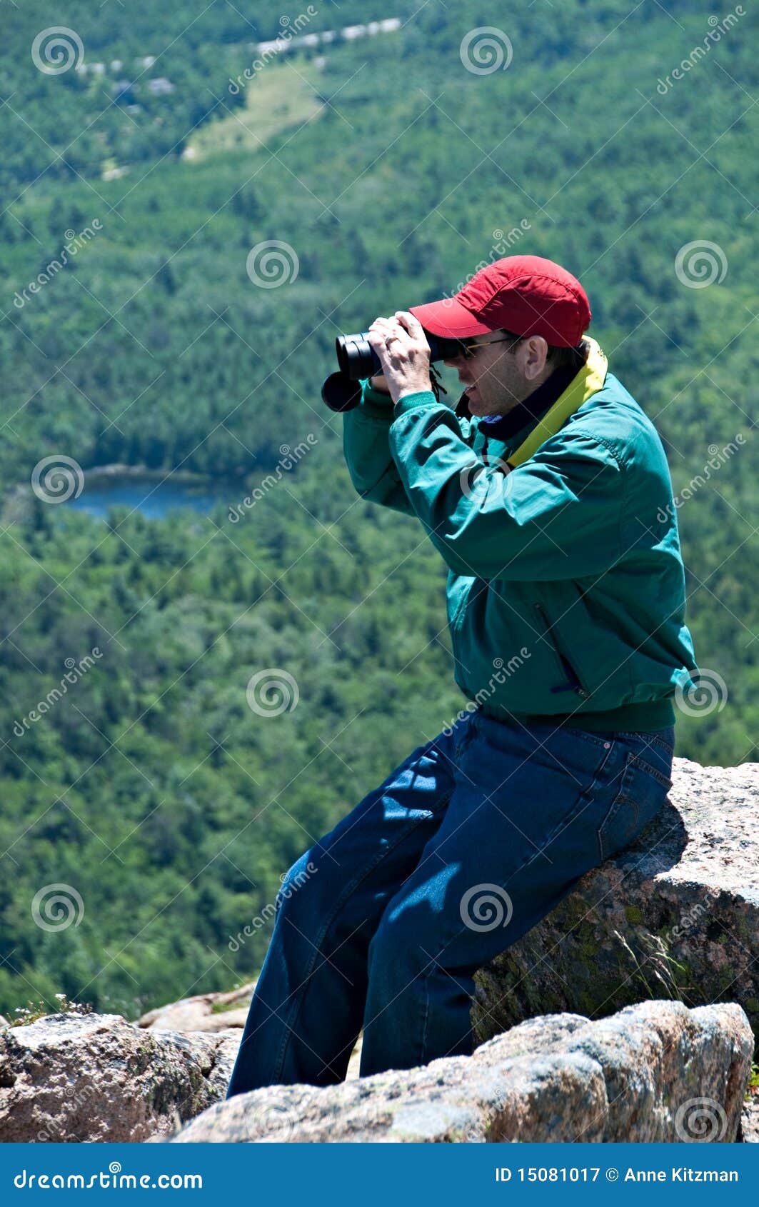 Man Looking through Binoculars Stock Image - Image of coastal ...