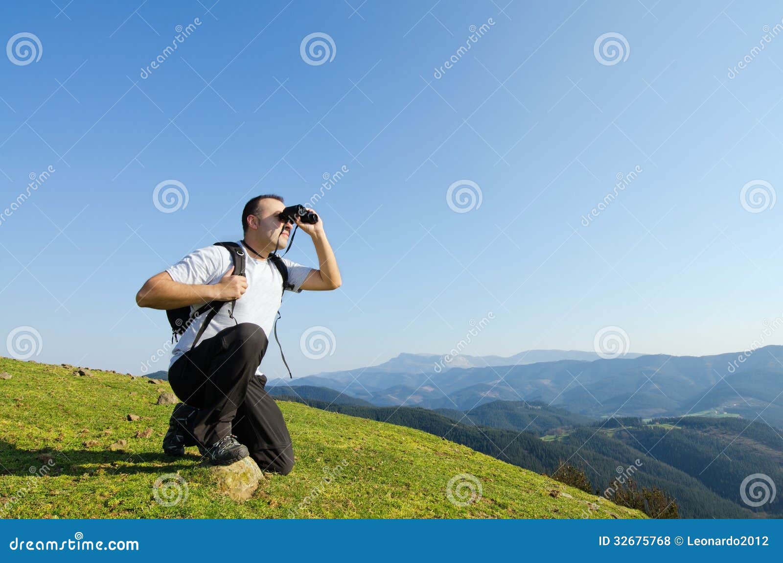 Man Looking through the Binoculars. Stock Photo - Image of landscape ...
