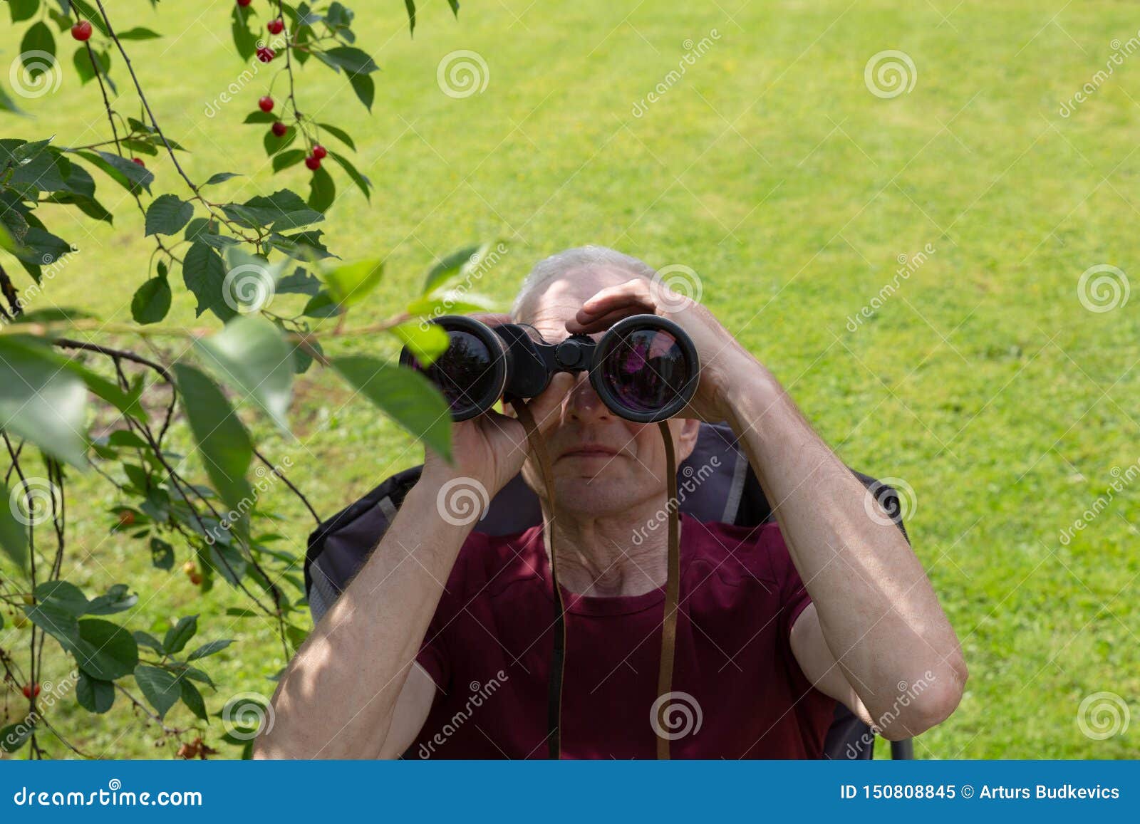 A Man Looking through the Binoculars Stock Image - Image of exploration ...