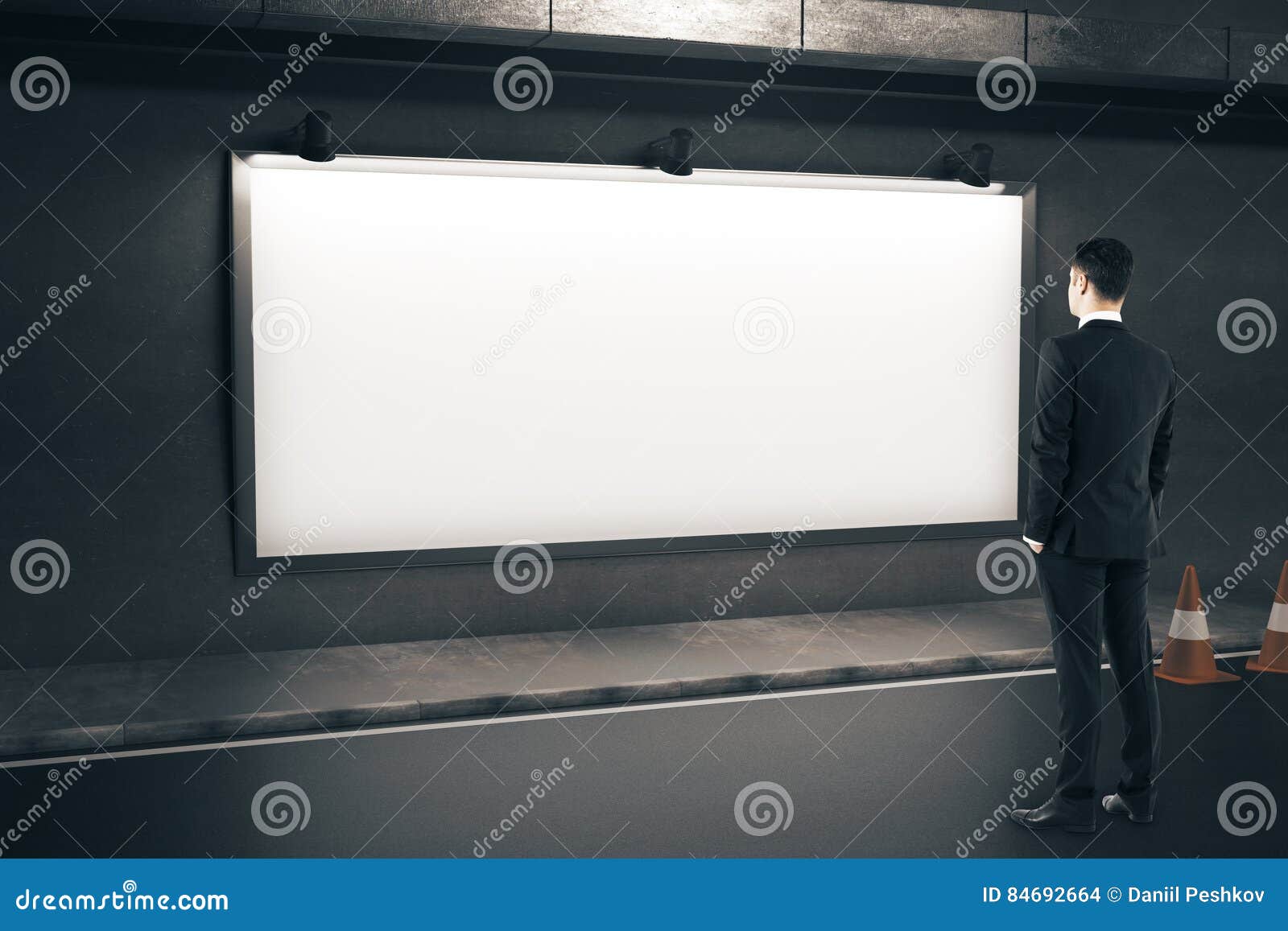 Man Looking on Blank Billboard Stock Illustration - Illustration of ...
