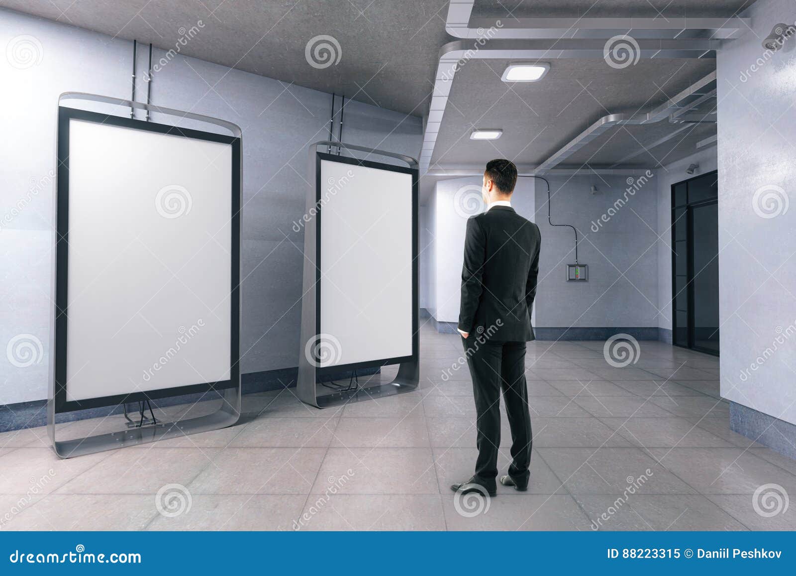 Man Looking at Blank Billboards Stock Image - Image of metro, billboard ...