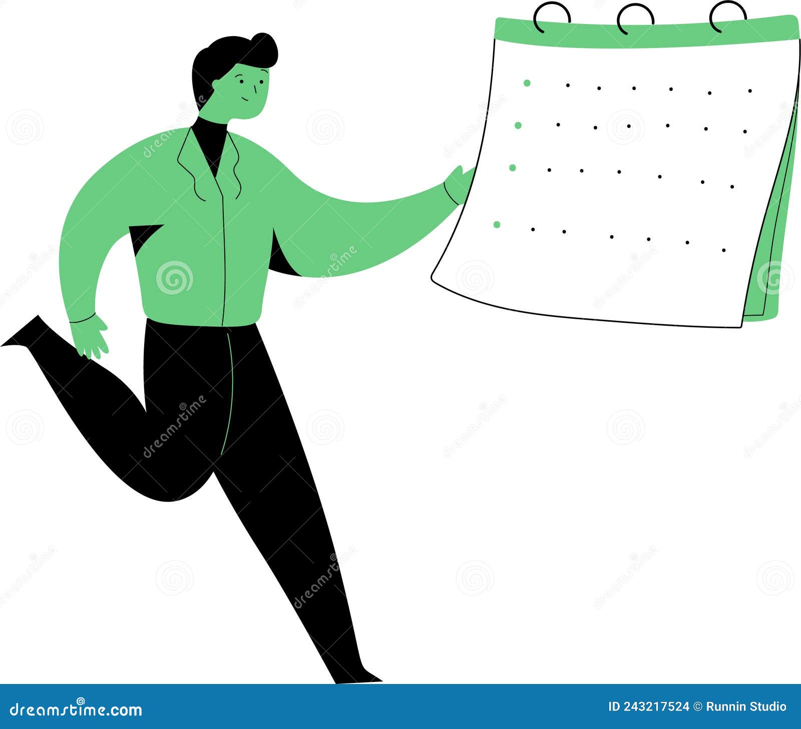 Man Looking on Calendar Page Flat Vector Illustration Stock Vector ...