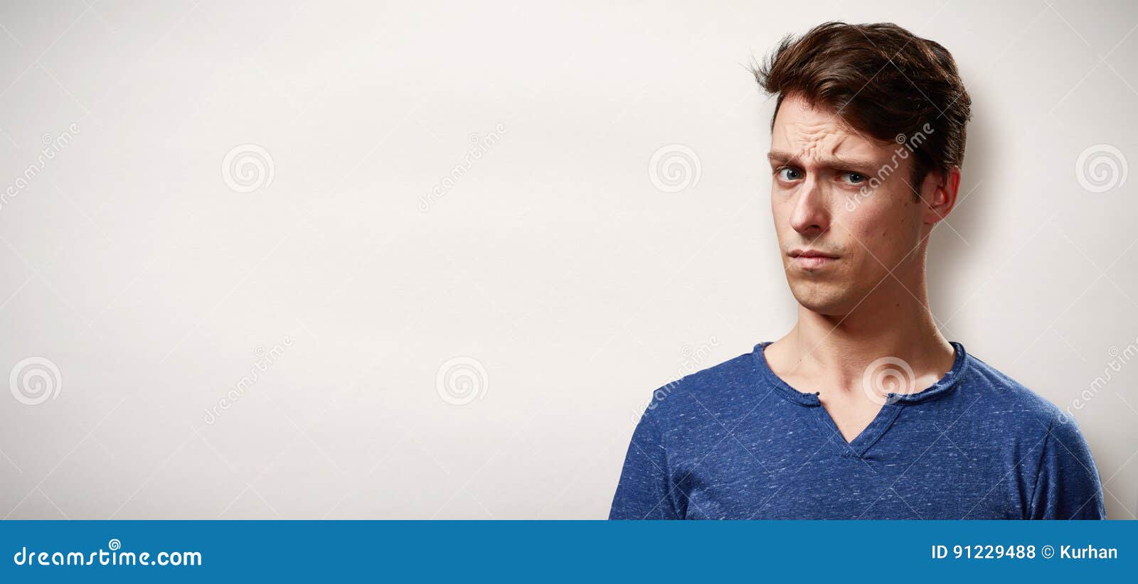 Man Looking Camera with Doubt. Stock Photo - Image of banner ...