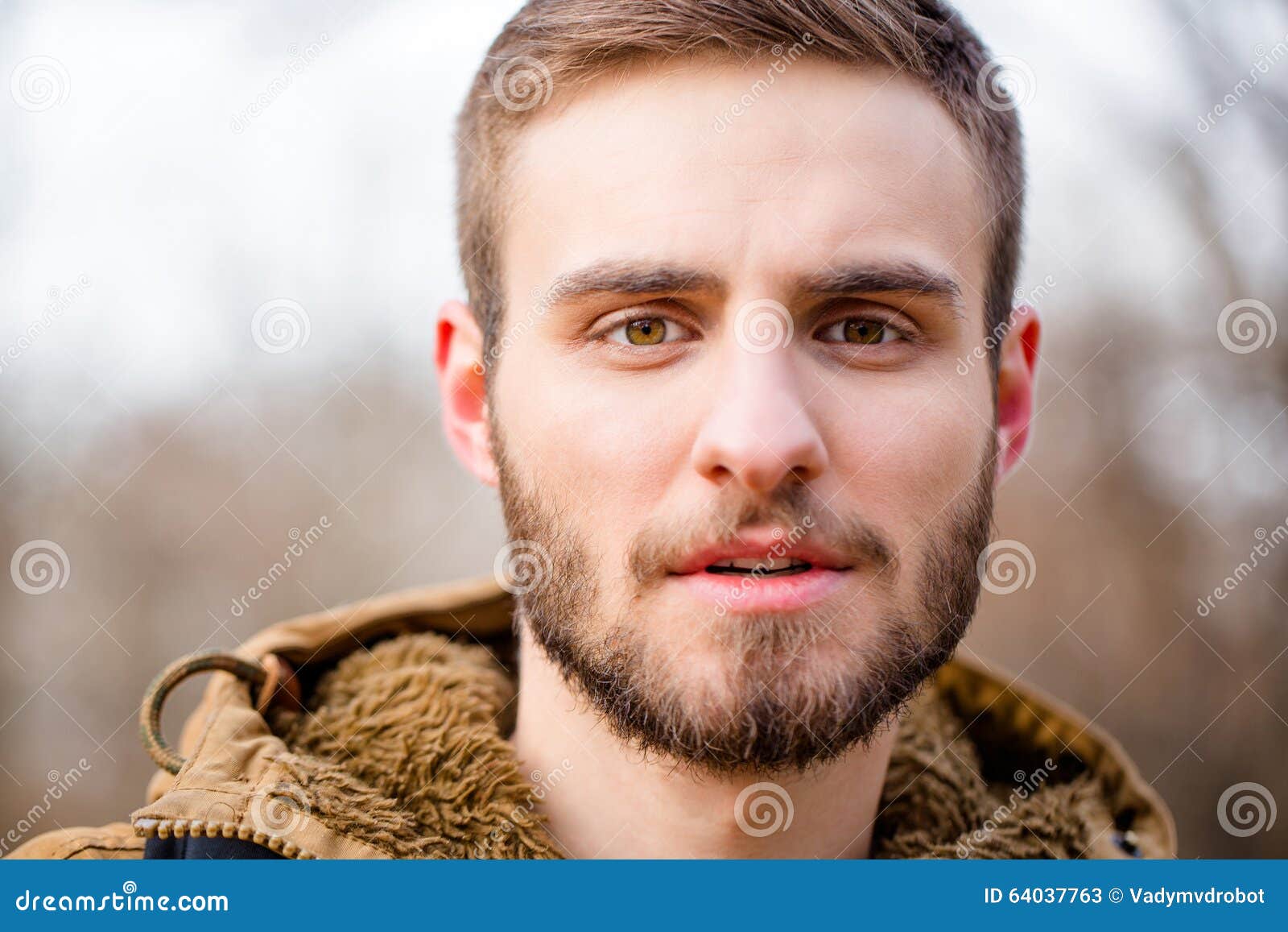 Man Looking at Camera Outdoors Stock Image - Image of attractive ...
