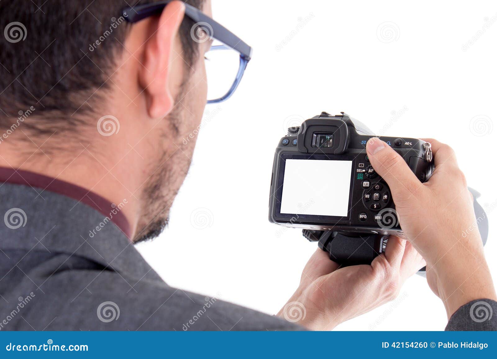 Man Looking at Camera S Screen Stock Photo - Image of handsome ...