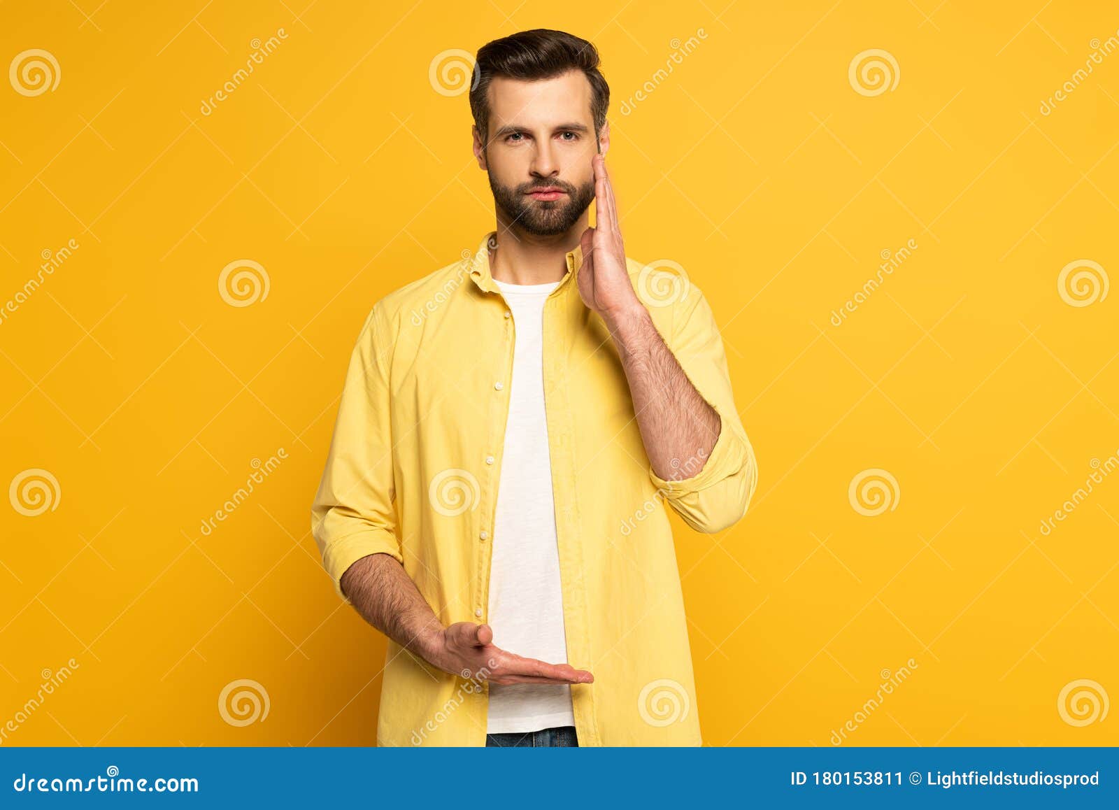 Man Looking at Camera while Using Gesture from Sign Language Stock ...