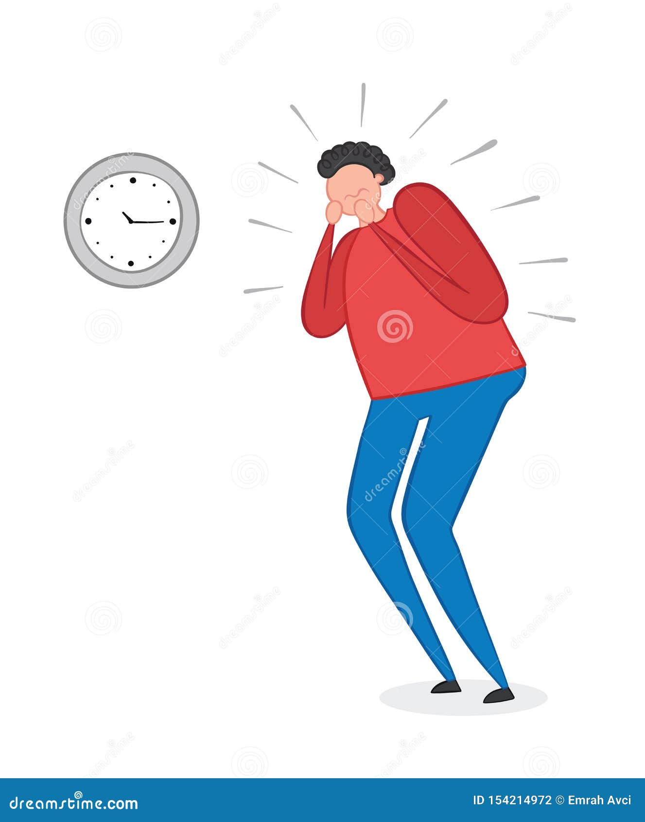 The Man is Looking at the Clock and is Very Stressed, Hand-drawn Vector ...
