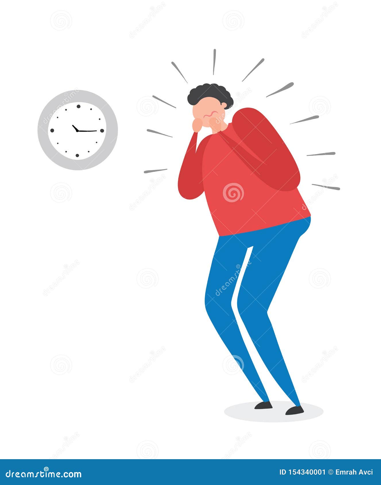 The Man is Looking at the Clock and is Very Stressed, Hand-drawn Vector ...