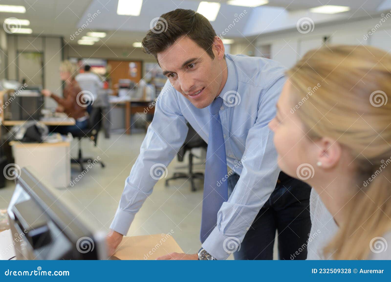 Man Looking at Colleague S Computer Screen Stock Photo - Image of suit ...