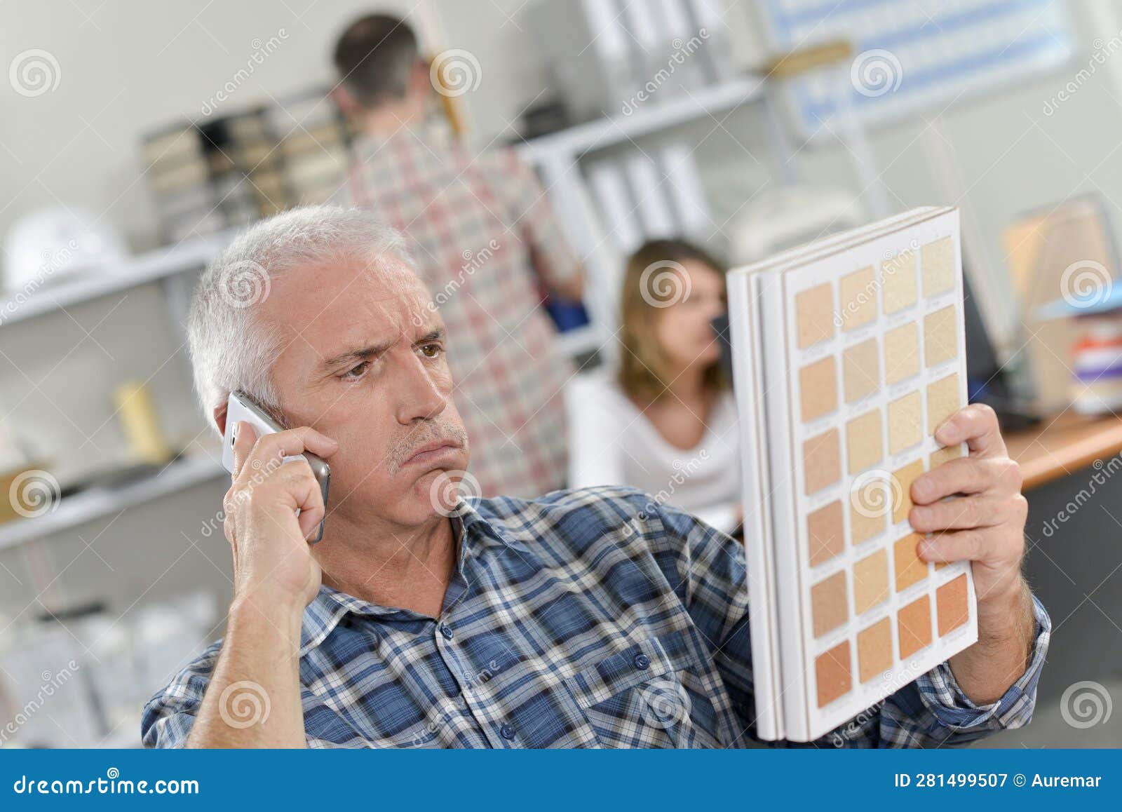 Man Looking at Colour Charts Confused Expression Stock Image - Image of ...