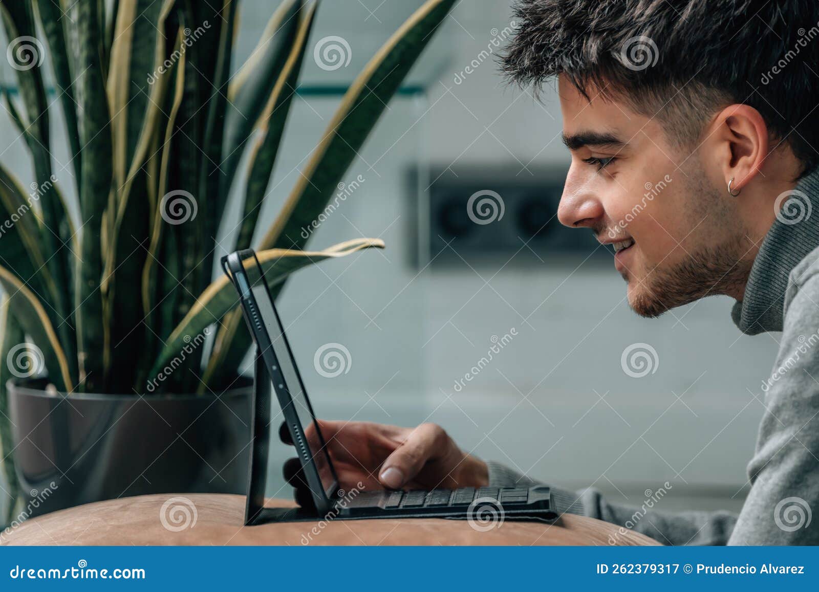 Man Looking at Computer or Laptop at Home Stock Image - Image of ...