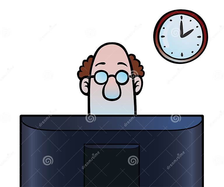 Man Looking at Computer Screen Stock Vector - Illustration of blue ...