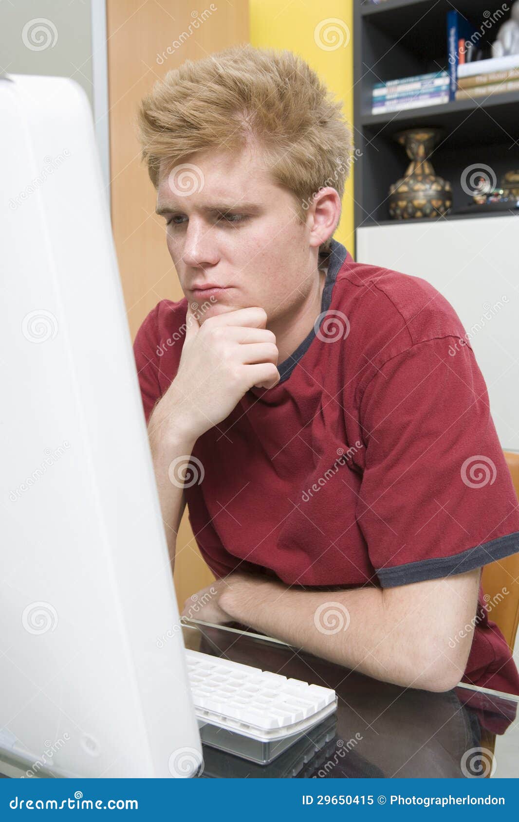Man Looking at Computer Screen Stock Image - Image of internet, monitor ...