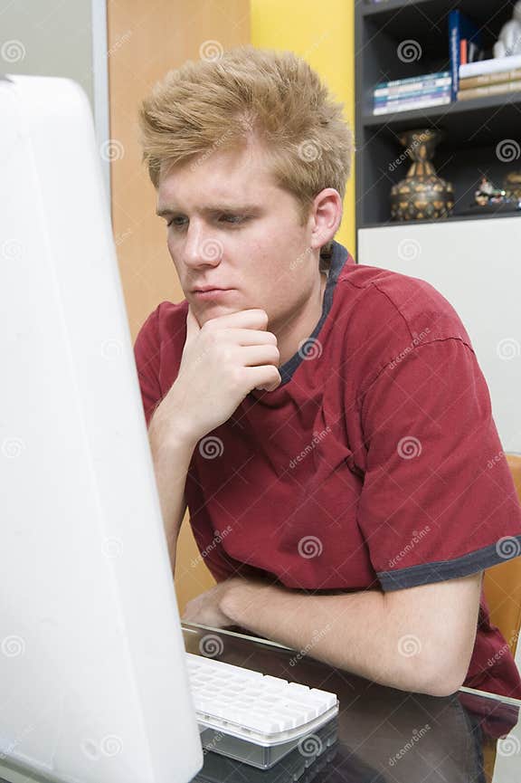 Man Looking at Computer Screen Stock Image - Image of internet, monitor ...