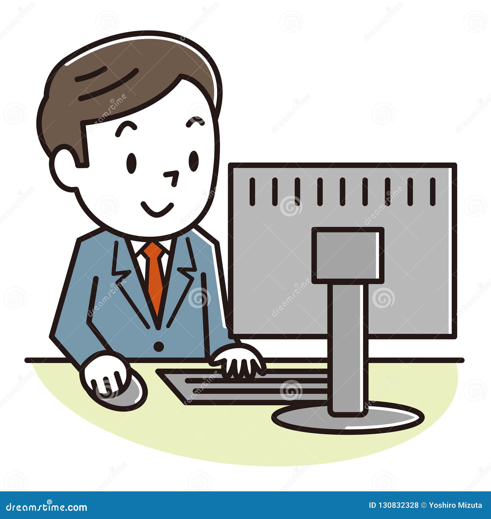 Man Looking at a Computer Screen Stock Vector - Illustration of office ...