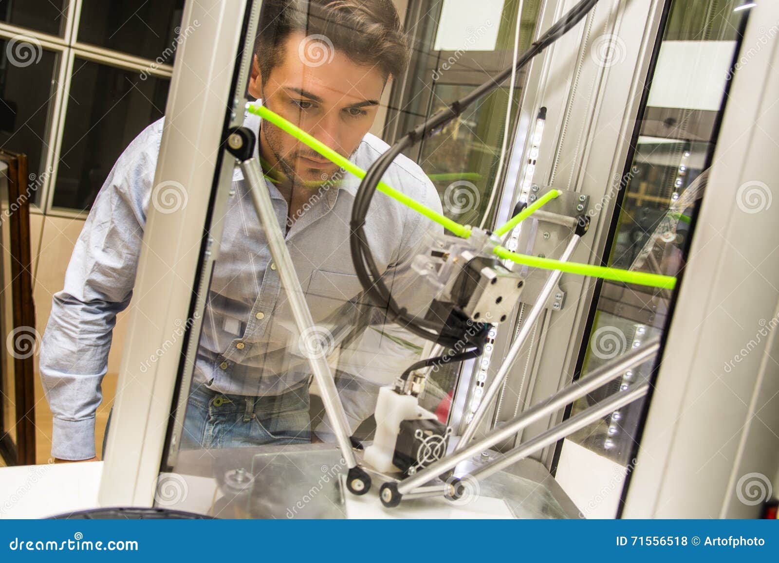 Man Looking at 3d Printer Machine Stock Photo - Image of careful, metal ...