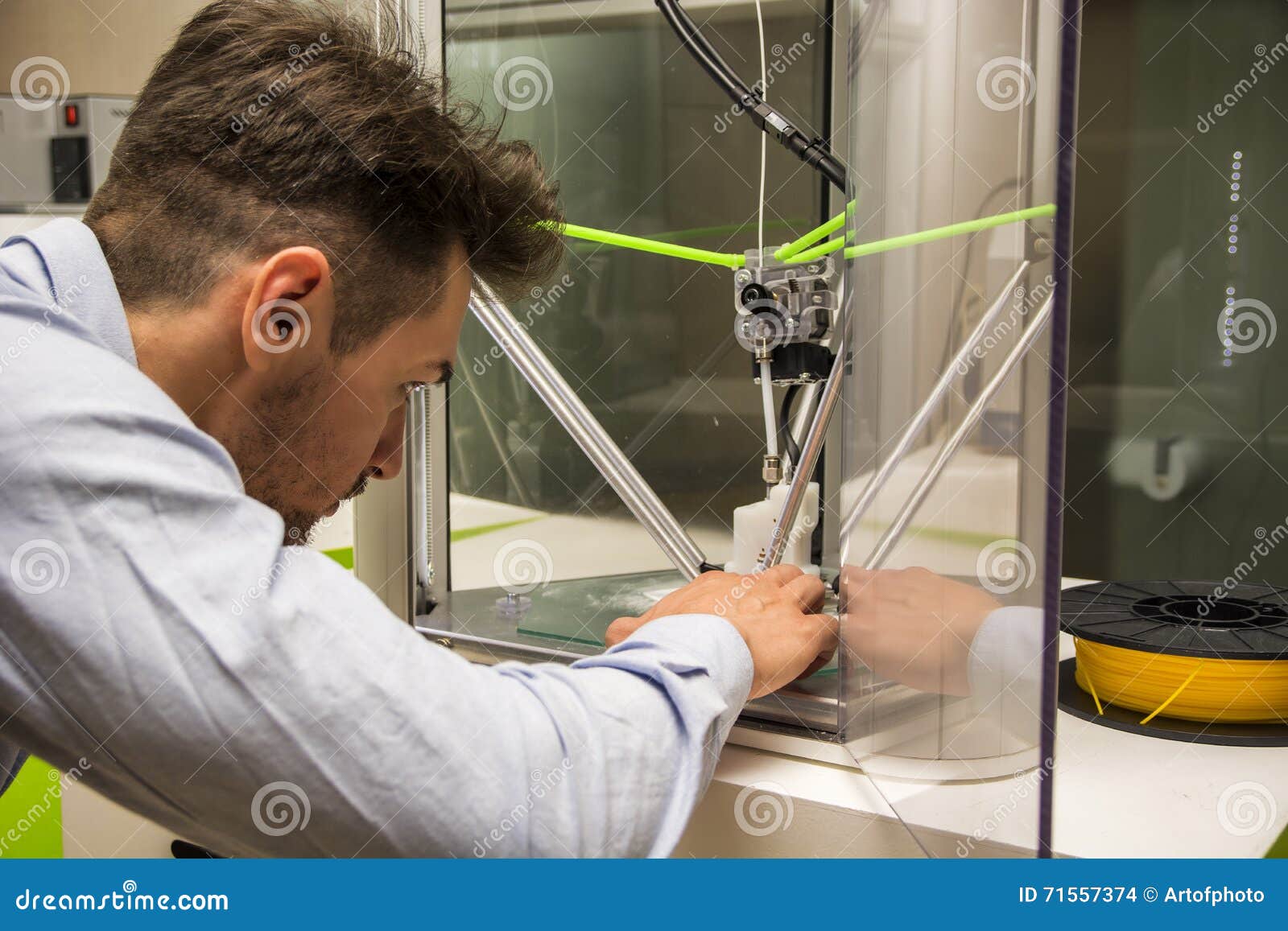 Man Looking at 3d Printer Machine Stock Photo - Image of scientific ...