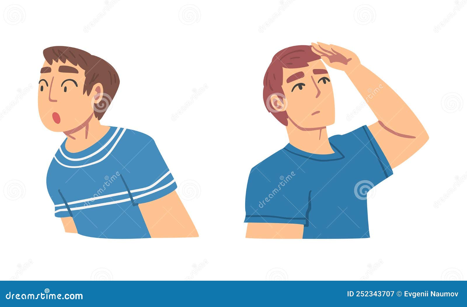 Man Looking in Different Direction with Face Expression Vector Set ...