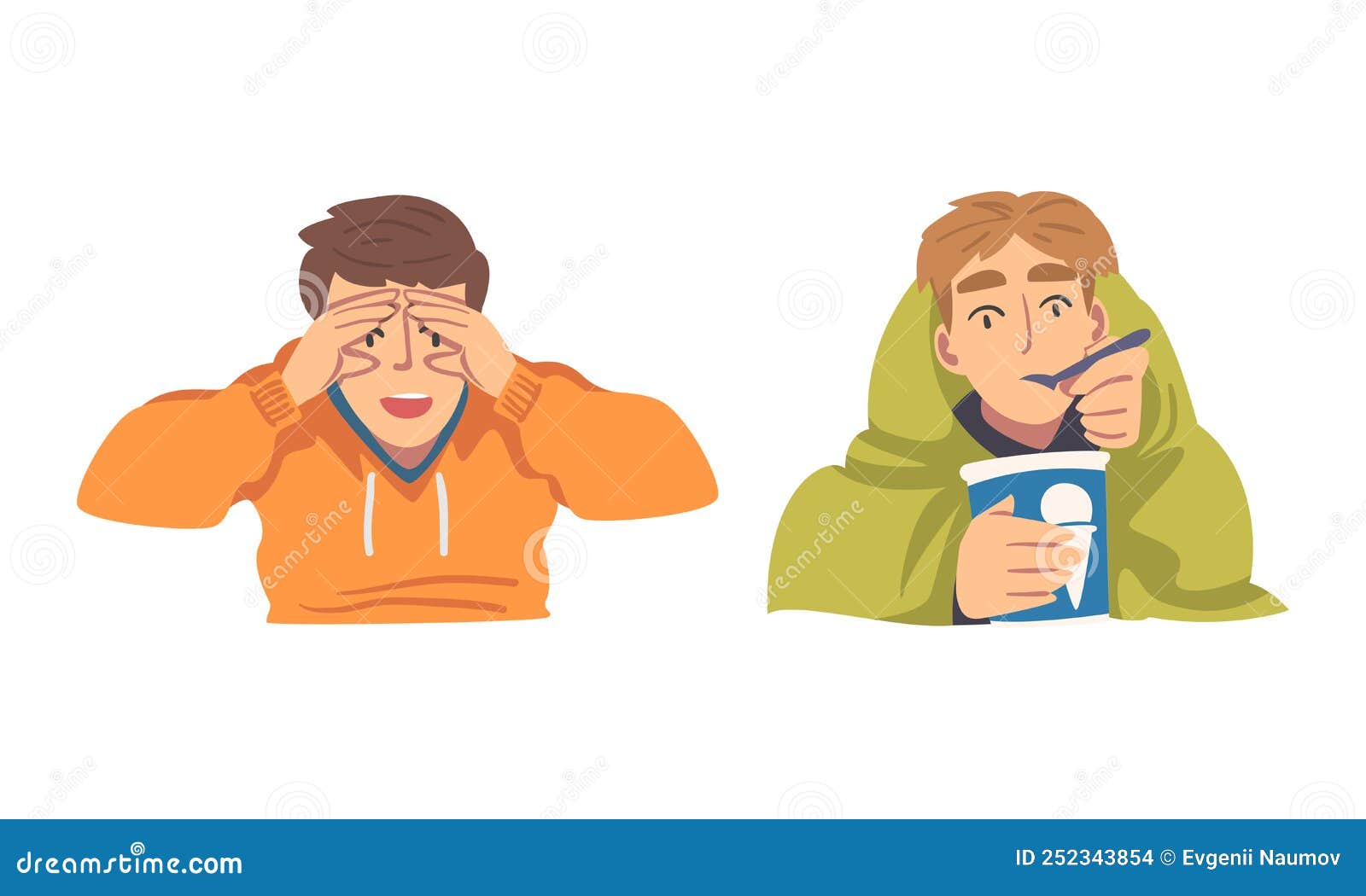 Man Looking in Different Direction with Face Expression Vector Set ...