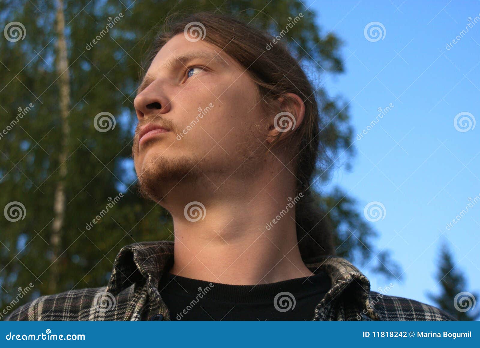 A Man, Looking into the Distance Stock Photo - Image of person, shirt ...