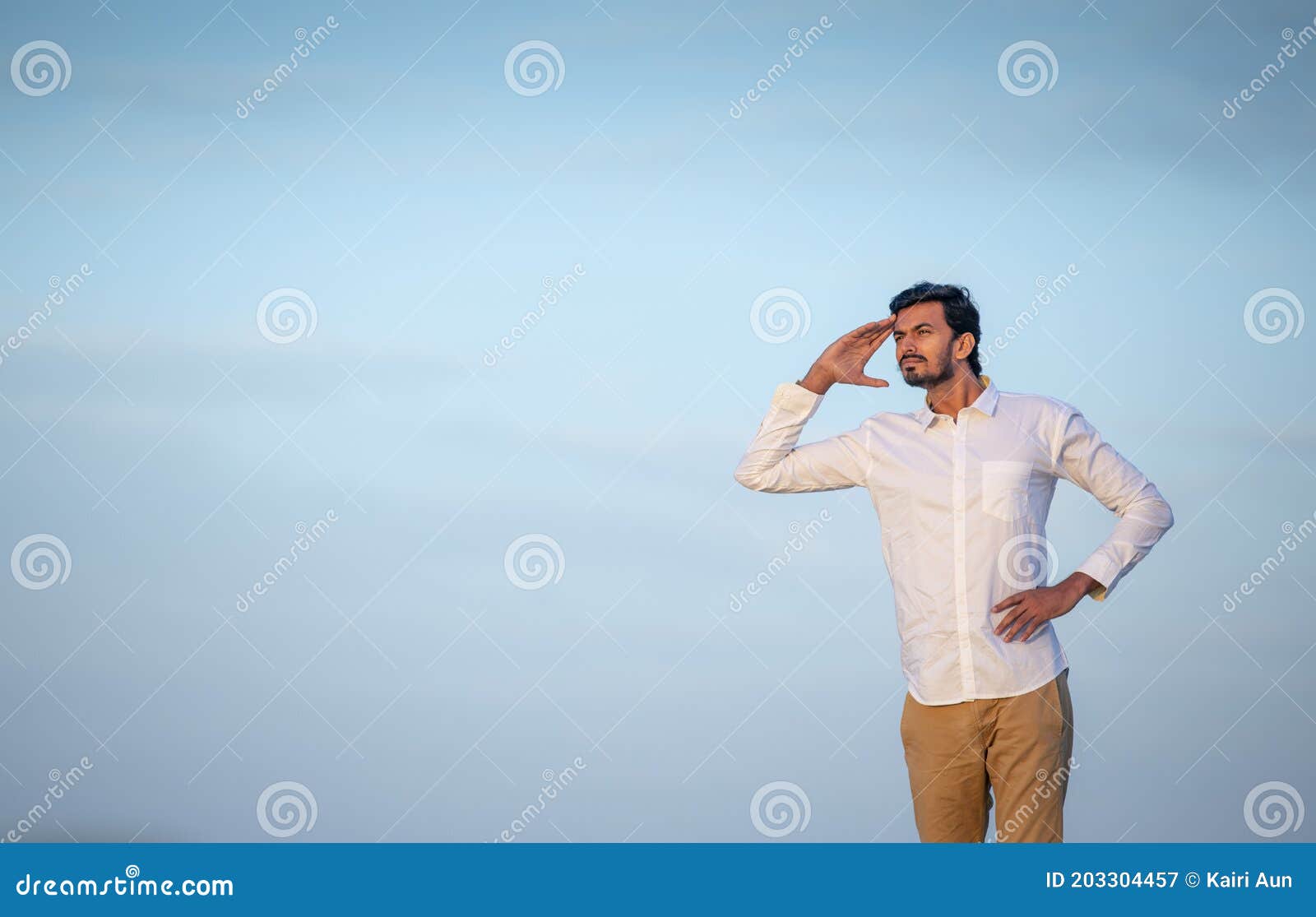 A Man Looking into Distance with Worried Face Stock Image - Image of ...