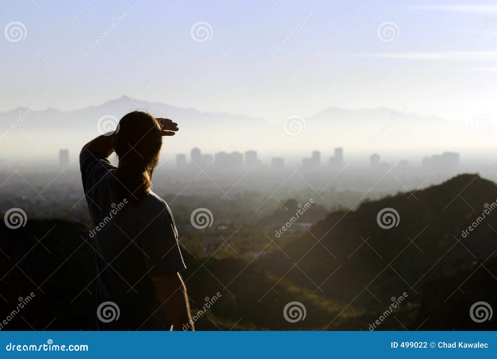 Man Looking at Distant City Stock Photo - Image of growth, weather: 499022