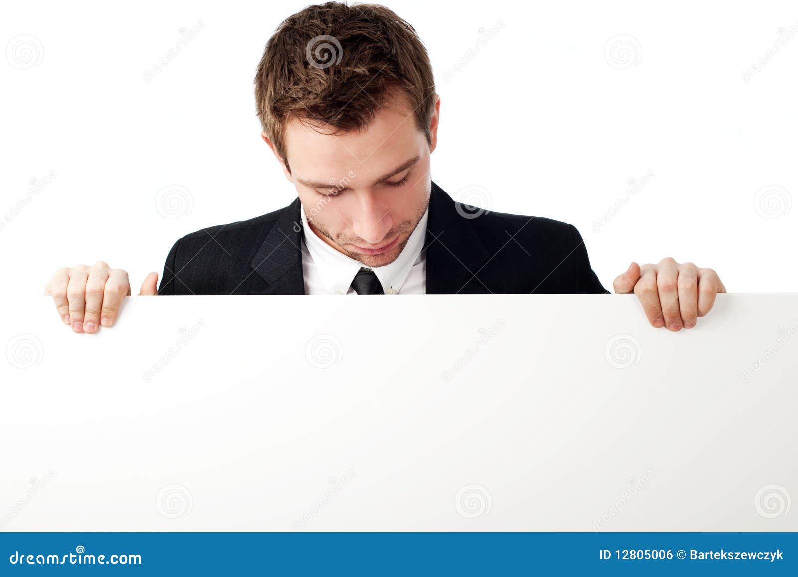 Man Looking Down at Billboard Stock Photo - Image of professional ...