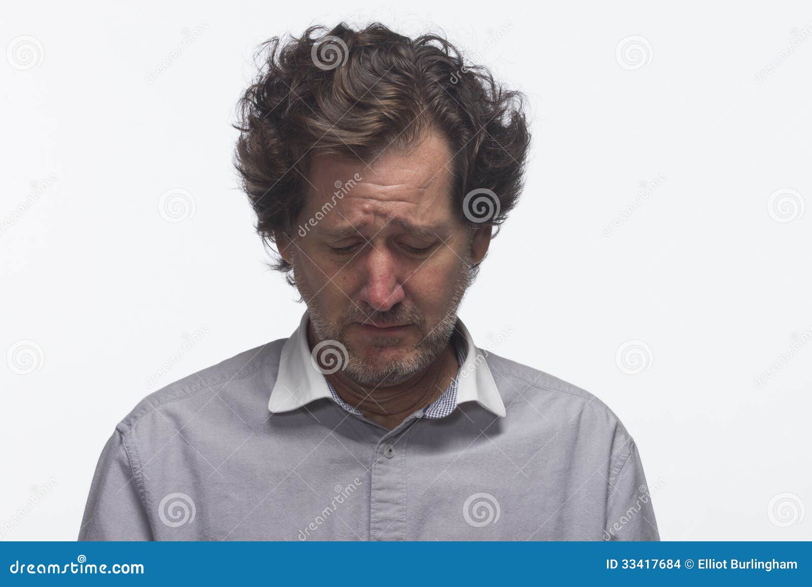 Man Looking Down and Miserable, Horizontal Stock Photo - Image of ...