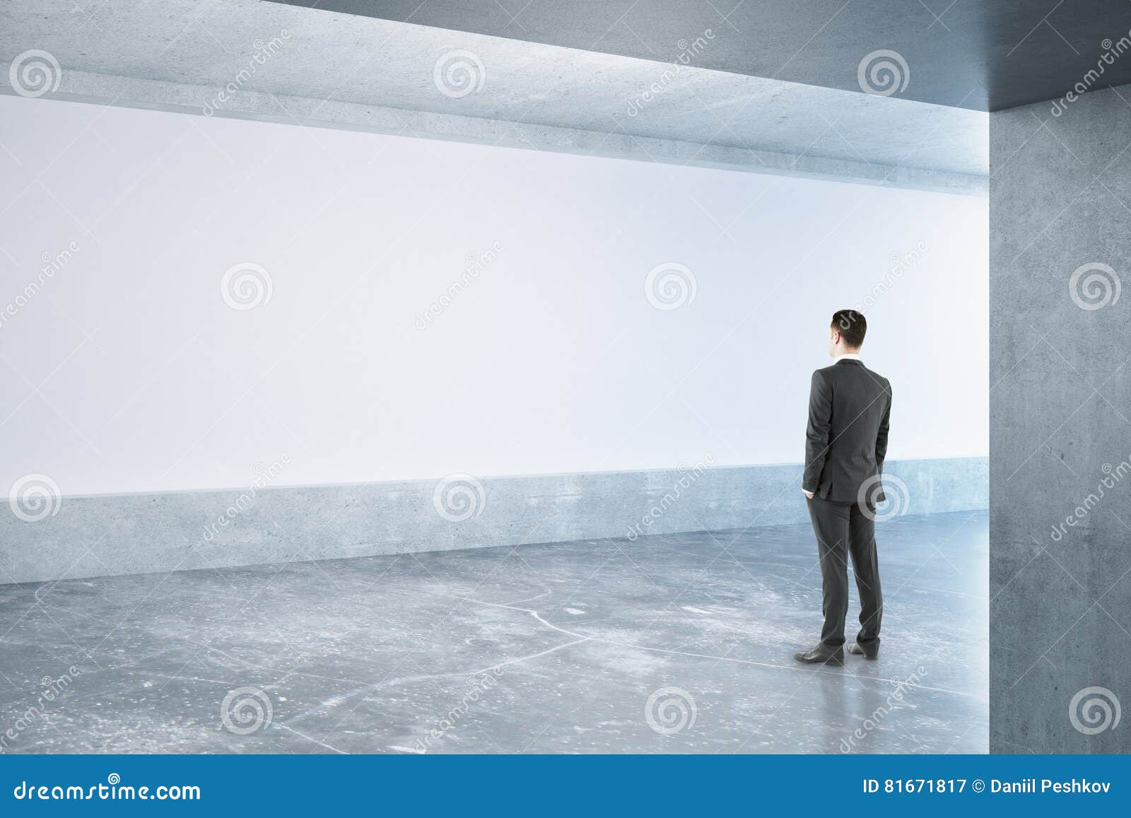 Man Looking at Empty Billboard Stock Image - Image of estate, copy ...