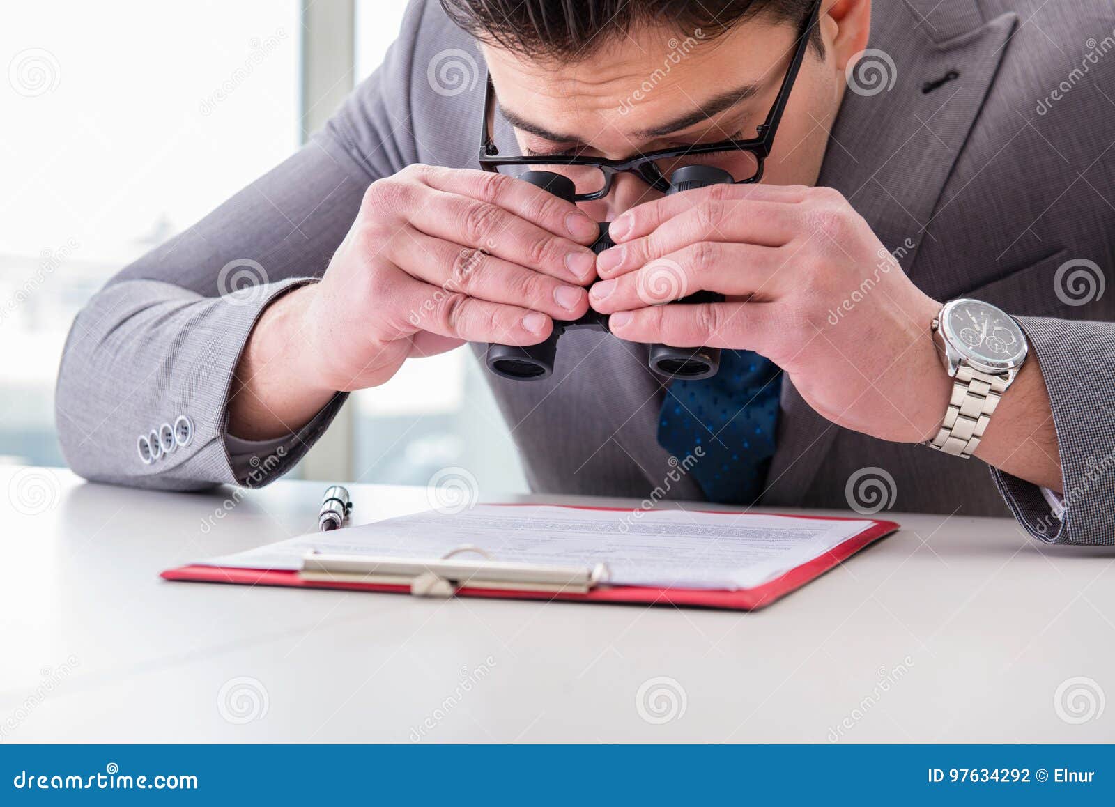 The Man Looking for Errors and Mistakes in Report Stock Photo - Image ...