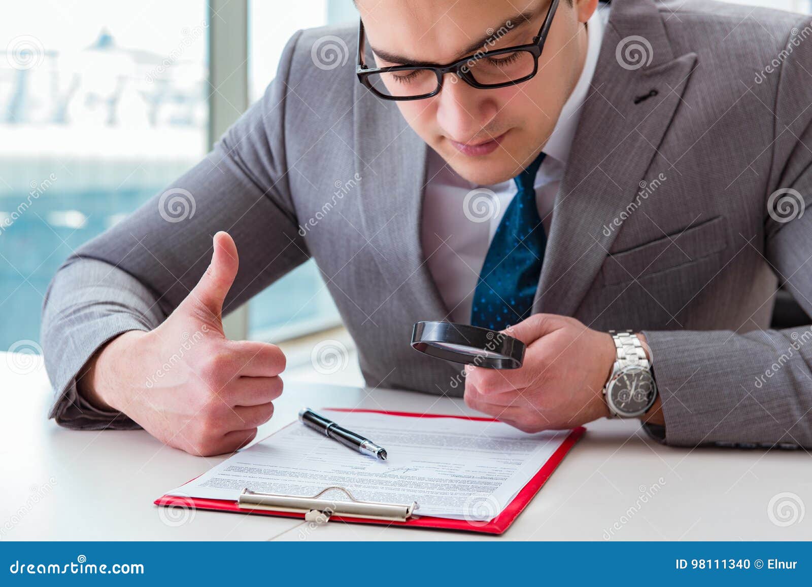 The Man Looking for Errors and Mistakes in Report Stock Photo - Image ...