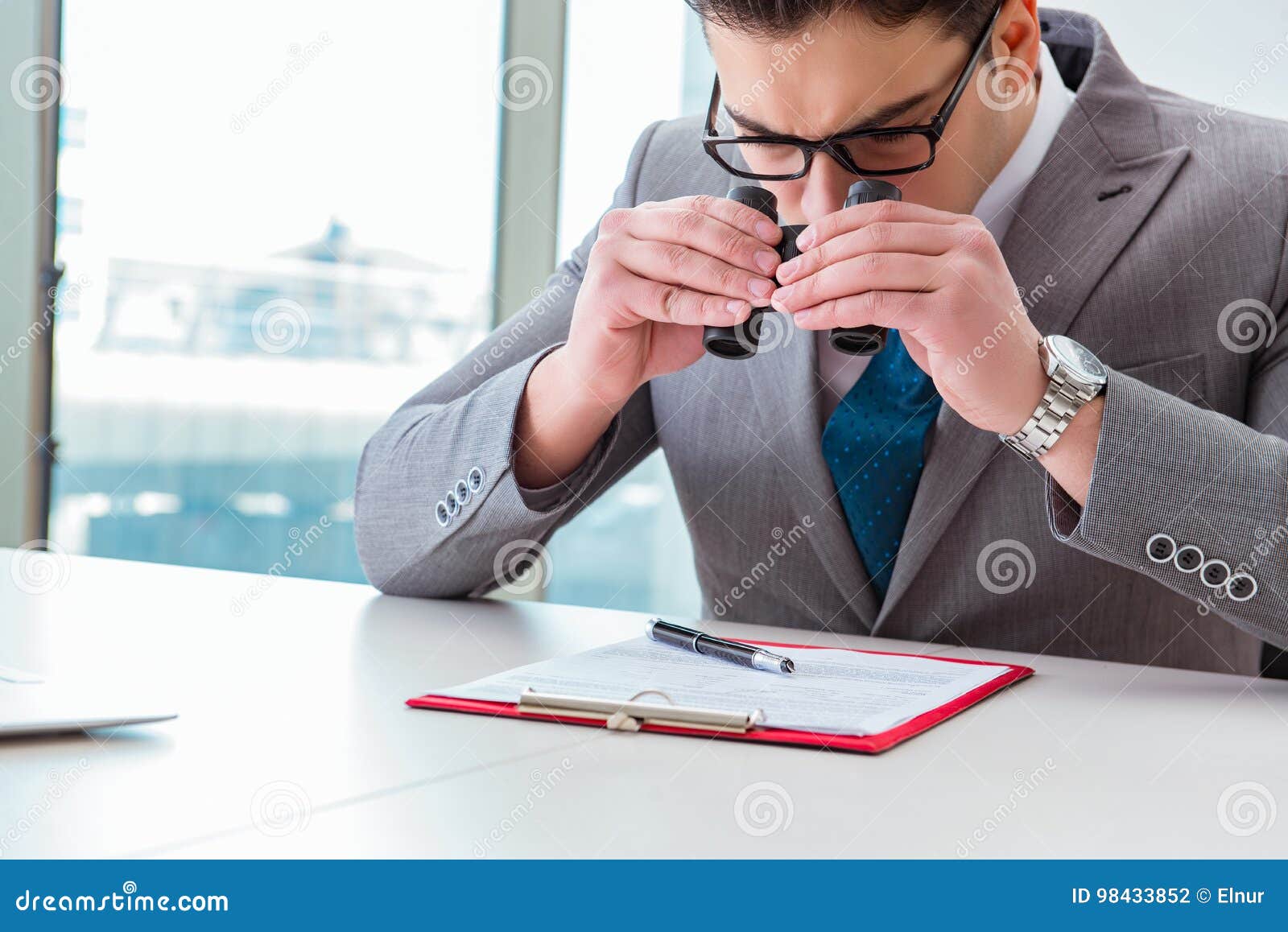 The Man Looking for Errors and Mistakes in Report Stock Photo - Image ...